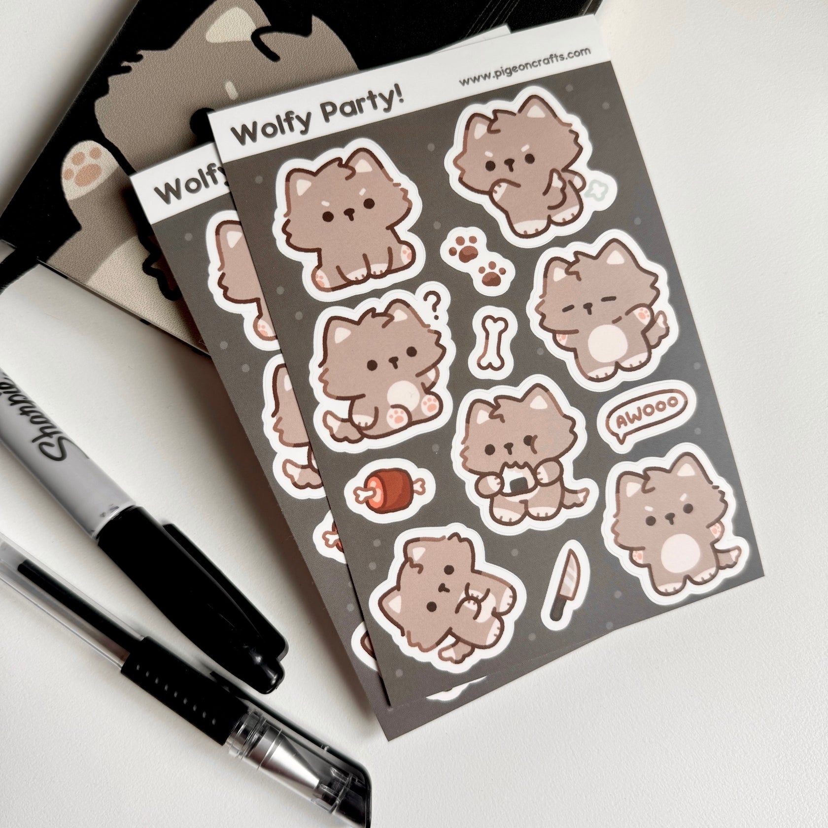 Wolfy Party Sticker Sheet – Pigeoncrafts