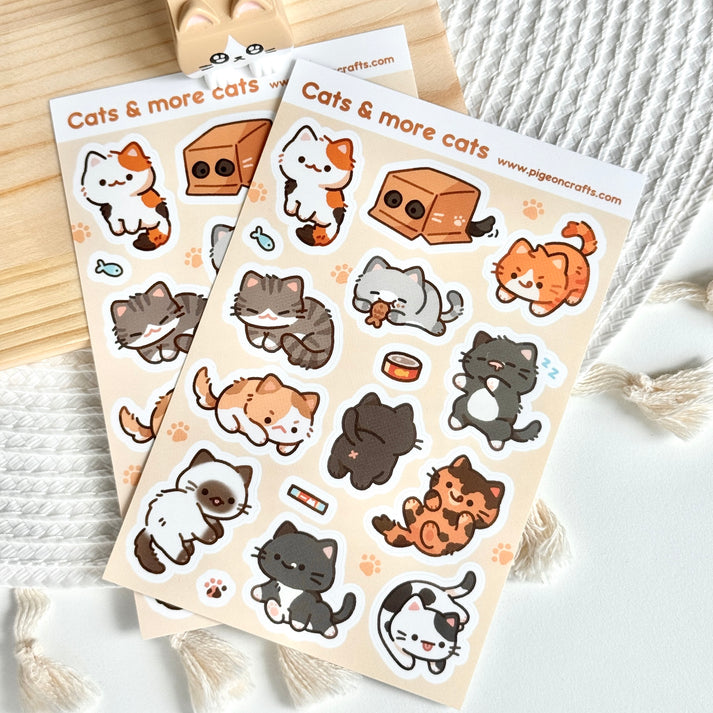 Cats & More Cats Sticker Sheet – Pigeoncrafts