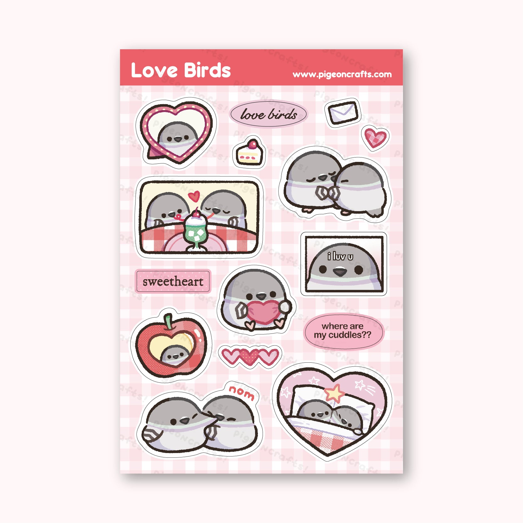 Love Birds Sticker Sheet – Pigeoncrafts