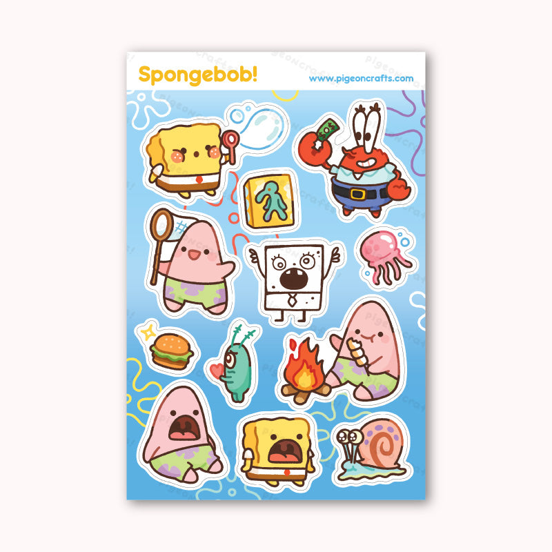 Spongebob Sticker Sheet – Pigeoncrafts